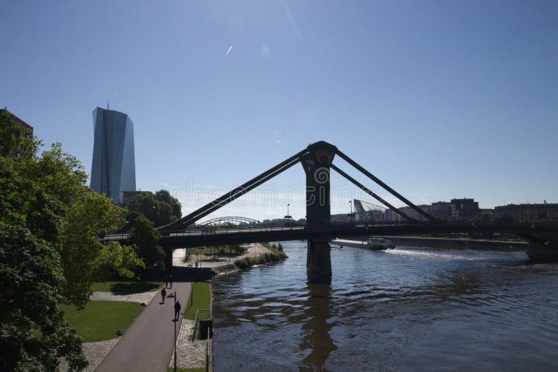 High-rise Building and Bridge in Frankfurt am Main Hessen German ...
