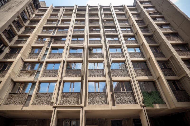 High-rise Building, with Close-up of Intricate Windows and Frames Stock ...