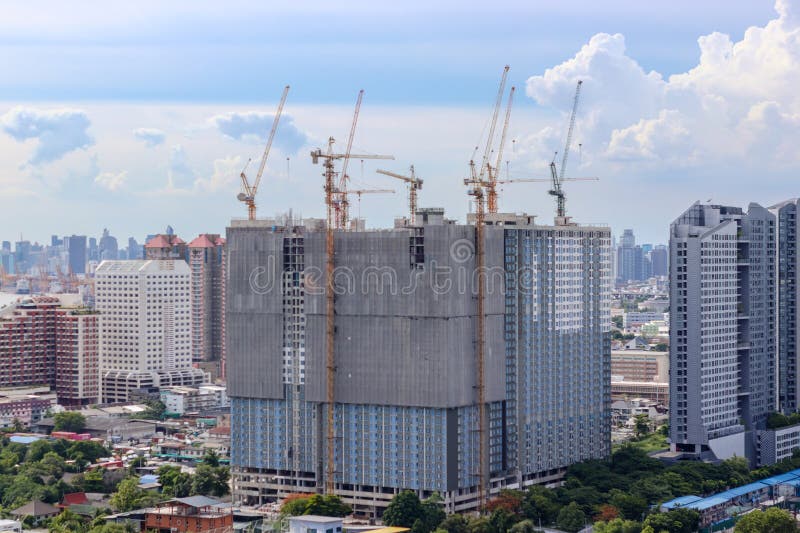 High-rise Building Construction in the Capital Stock Photo - Image of ...
