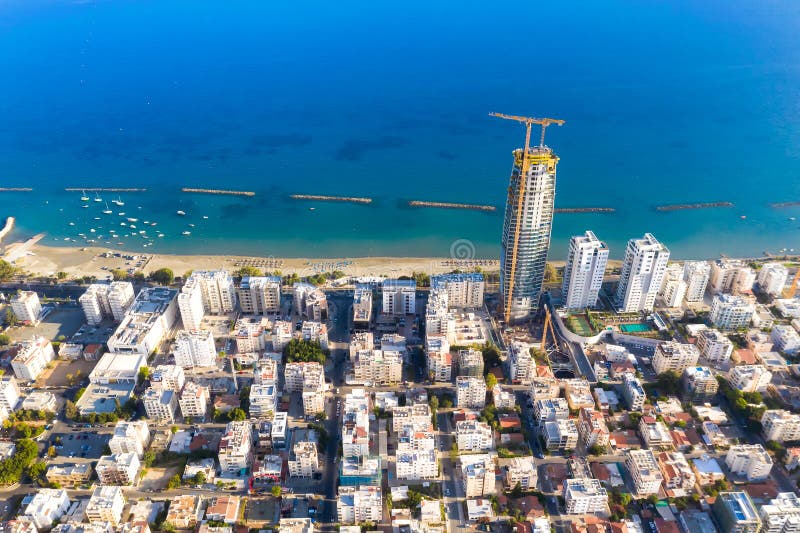 High-rise Building Construction Site Ay Limassol Seafront. Cyprus Stock ...