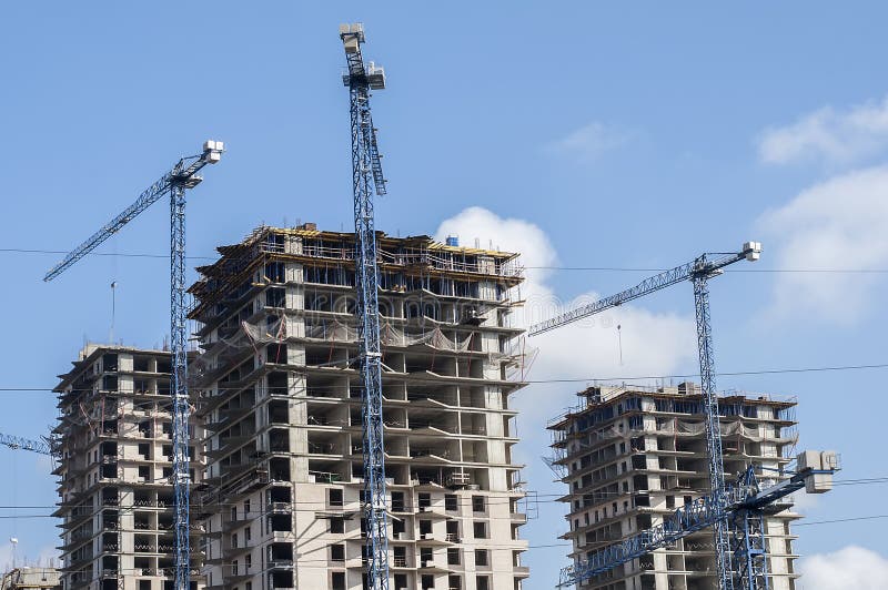 Construction Site On A High-rise Building With Concrete Slabs Stock ...
