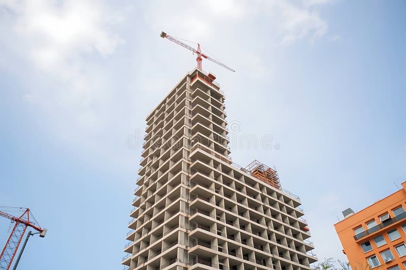 High-rise Building Construction Underway Stock Illustration ...