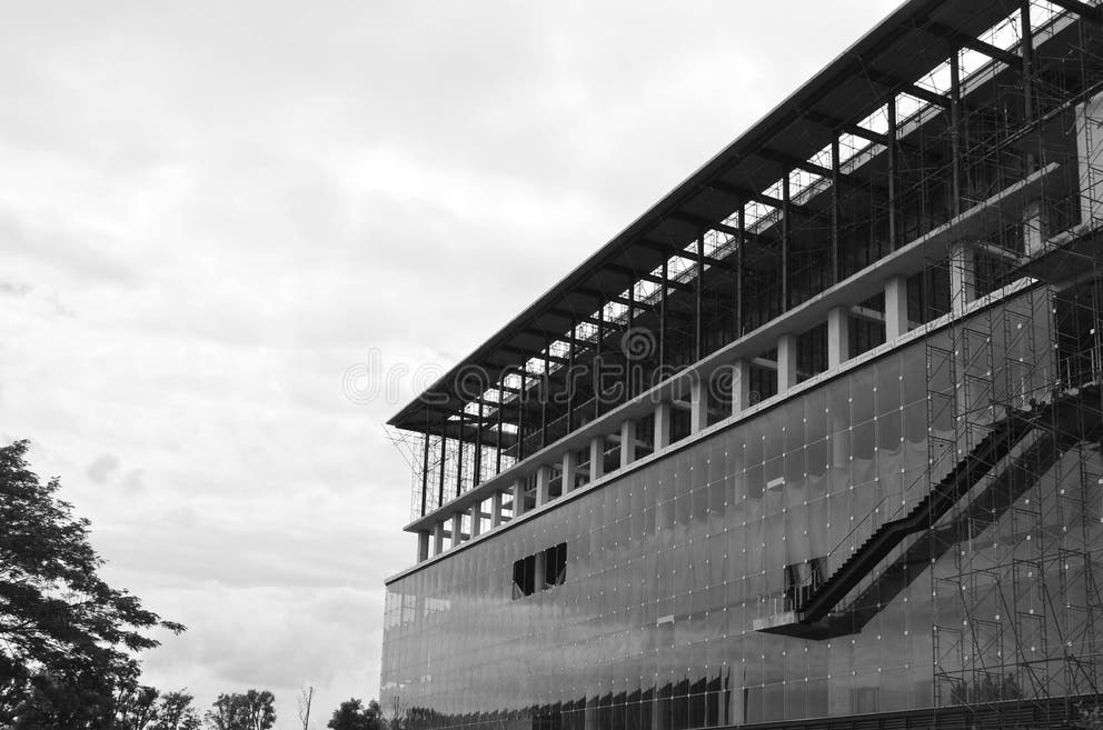 High Rise Building with Glass Under Construction Stock Image - Image of ...
