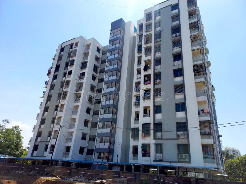 High Rise Building in India with Blue Sky - Image Stock Photo - Image ...