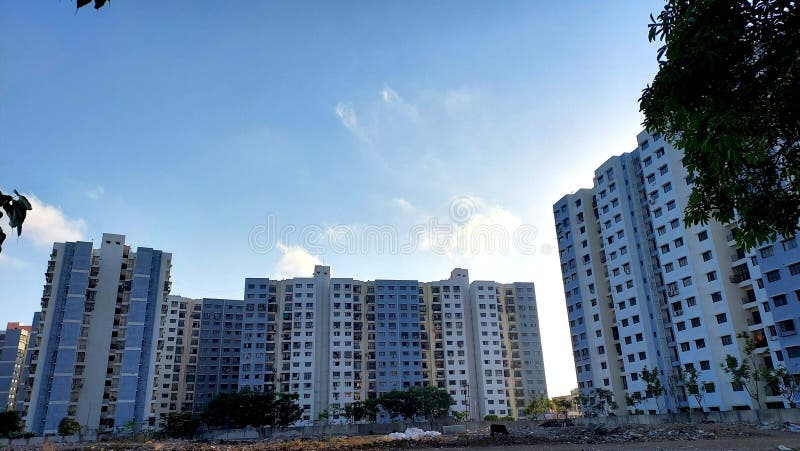 High Rise Building in India with Blue Sky - Image Stock Image - Image ...
