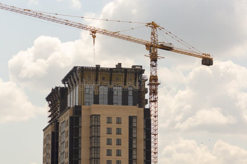 High-rise Building Large Construction Crane Stock Image - Image of ...