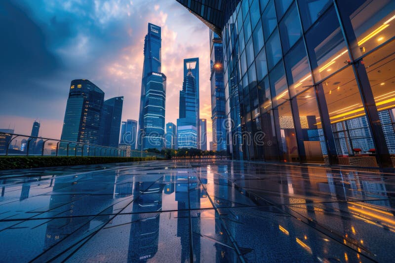 High Rise Building Offering Panoramic Views City Sunset Stock Photos ...