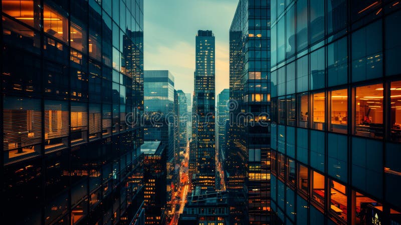 High-rise Building with Panoramic Views of the City Skyline Stock ...