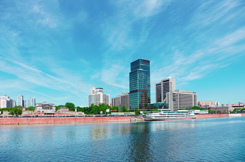 High-rise Building on Riverbank. Urban Landscape Stock Photo - Image of ...