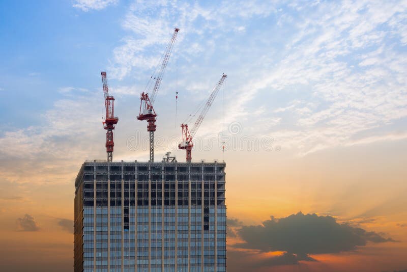 High Rise Building Under Construction in Evening Sky Stock Image ...