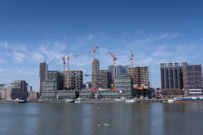 High Rise Building Under Construction in Evening Sky in Rotterdam, the ...