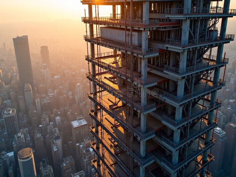 High-rise Building Under Construction Stock Illustration - Illustration ...