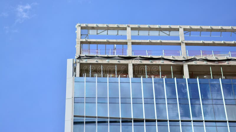 High-rise Building Under Construction. Modern Office Building. Sunrise ...