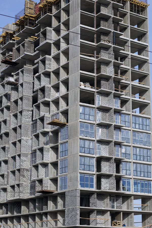 High-rise Building Under Construction. Reinforced Concrete Frame. Start ...
