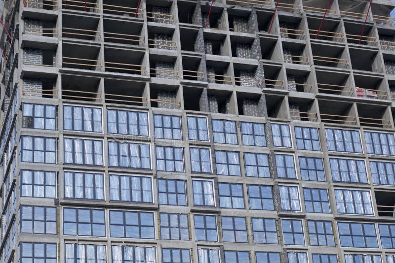High-rise Building Under Construction. Reinforced Concrete Frame. Start ...