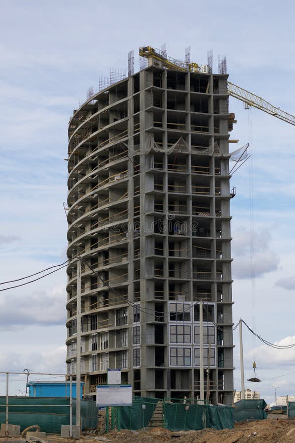 High-rise Building Under Construction. Reinforced Concrete Frame Stock ...