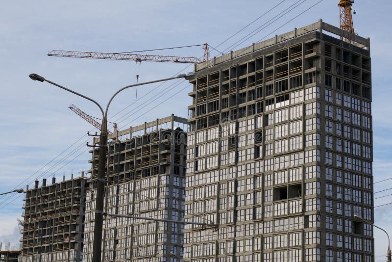 High-rise Building Under Construction. Reinforced Concrete Frame Stock ...