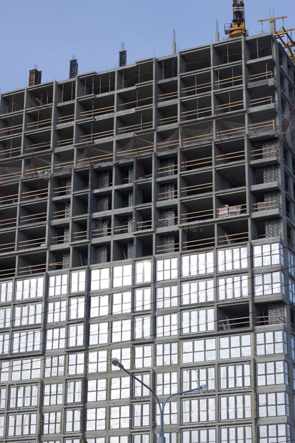 High-rise Building Under Construction. Reinforced Concrete Frame. Start ...