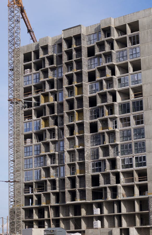 High-rise Building Under Construction. Reinforced Concrete Frame Stock ...