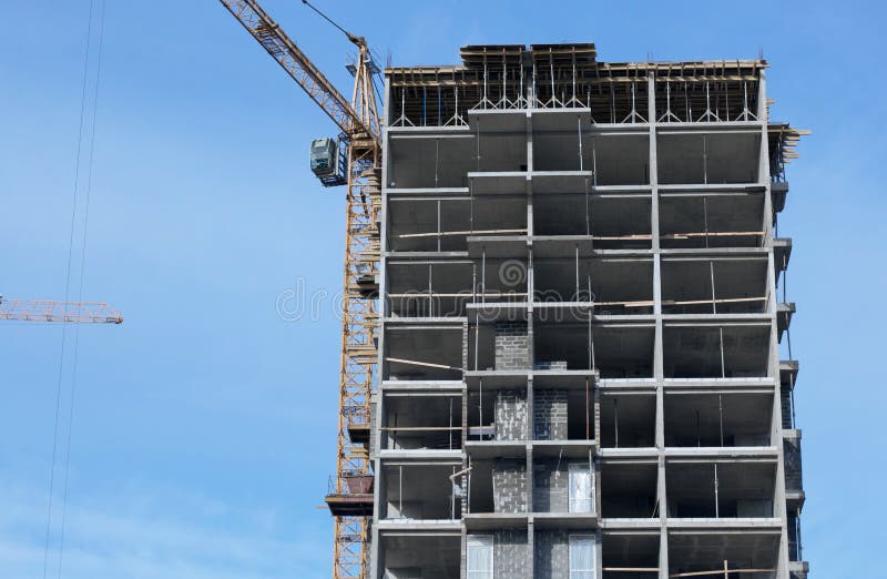 High-rise Building Under Construction. Reinforced Concrete Frame. Start ...