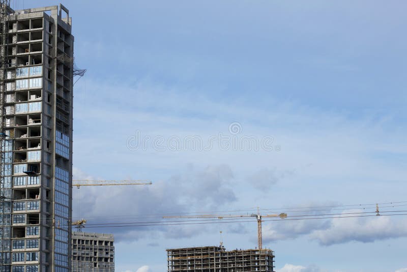 High-rise Building Under Construction. Reinforced Concrete Frame. Start ...
