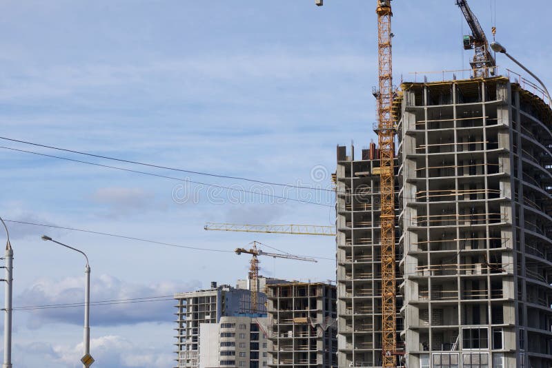 High-rise Building Under Construction. Reinforced Concrete Frame. Start ...