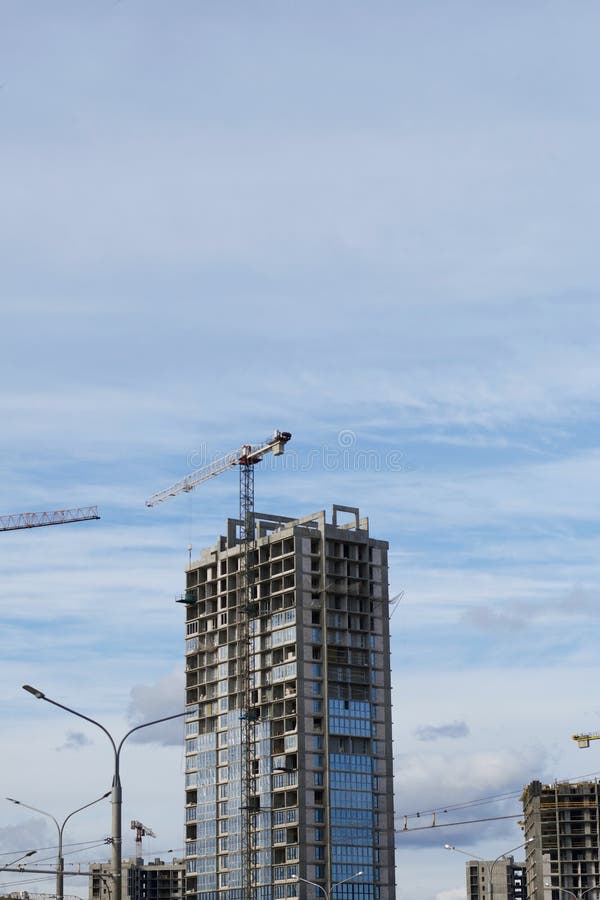 High-rise Building Under Construction. Reinforced Concrete Frame. Start ...