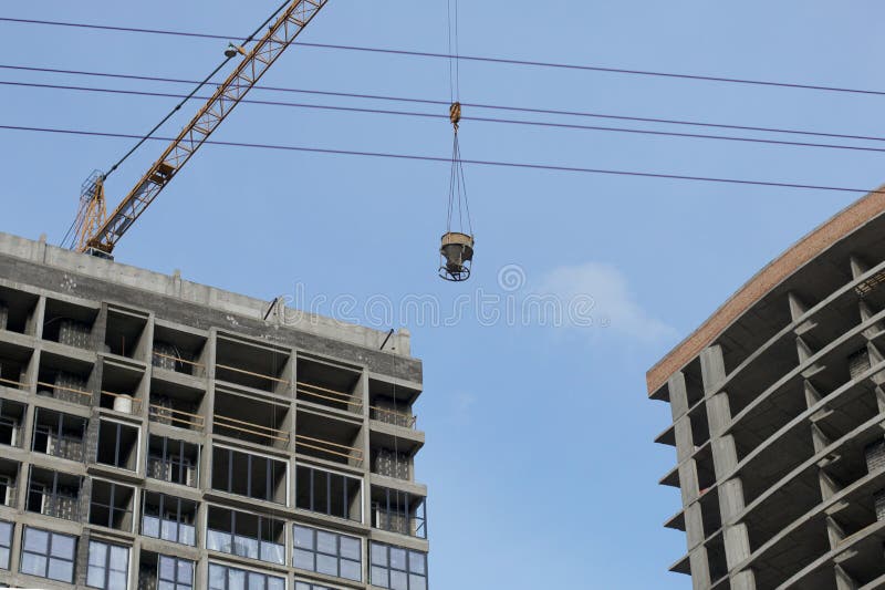 High-rise Building Under Construction. Reinforced Concrete Frame. Start ...