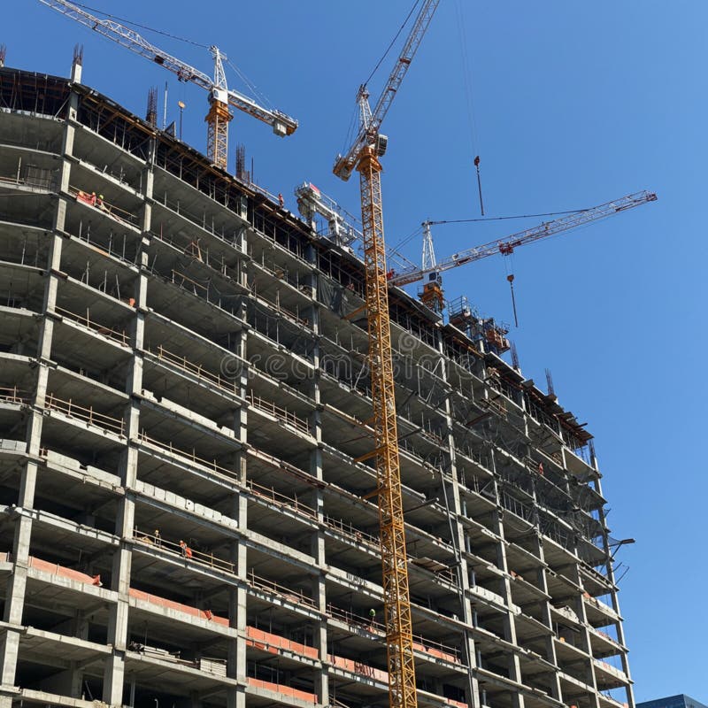 High-rise Building Under Construction with Visible Concrete Frameworks ...