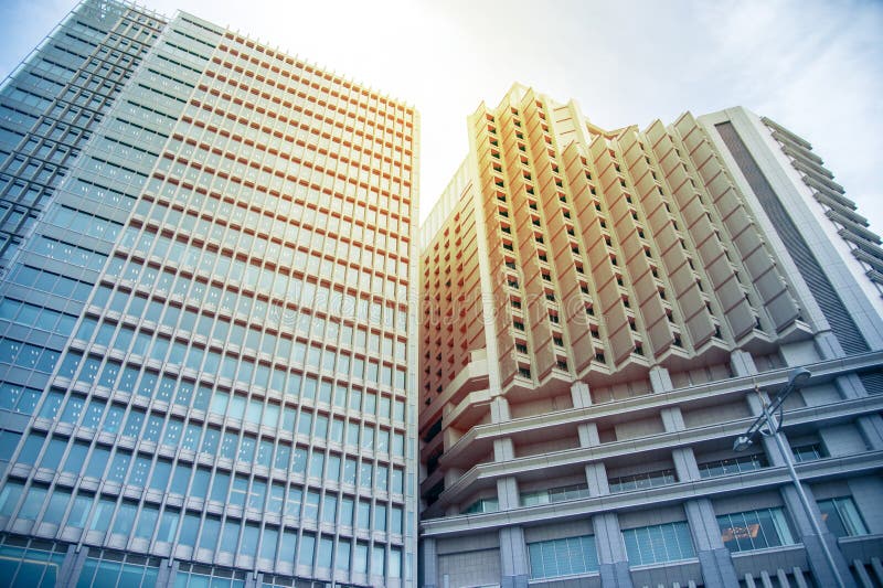 High-rise Buildings and Blue Sky - Tokyo, Japan Stock Image - Image of ...