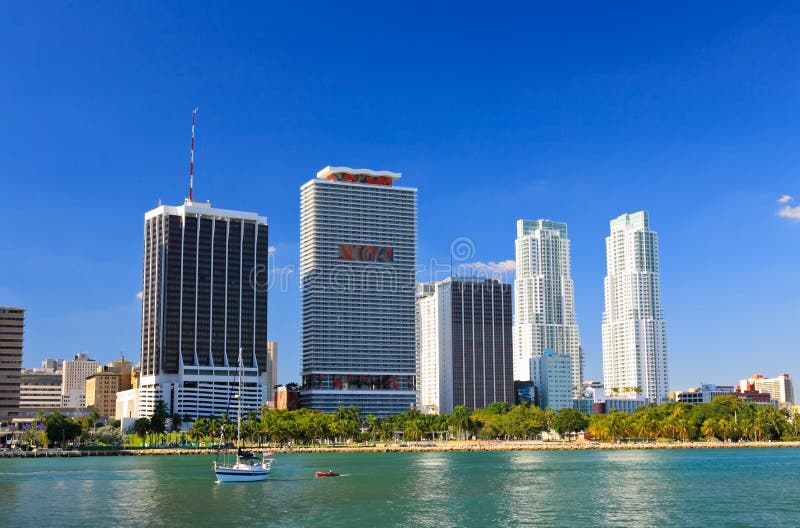 Colorful Panorama of Miami Downtown Buildings Stock Photo - Image of ...
