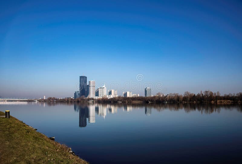 Vienna Modern Waterfront Skyline Stock Photo - Image of reflection ...