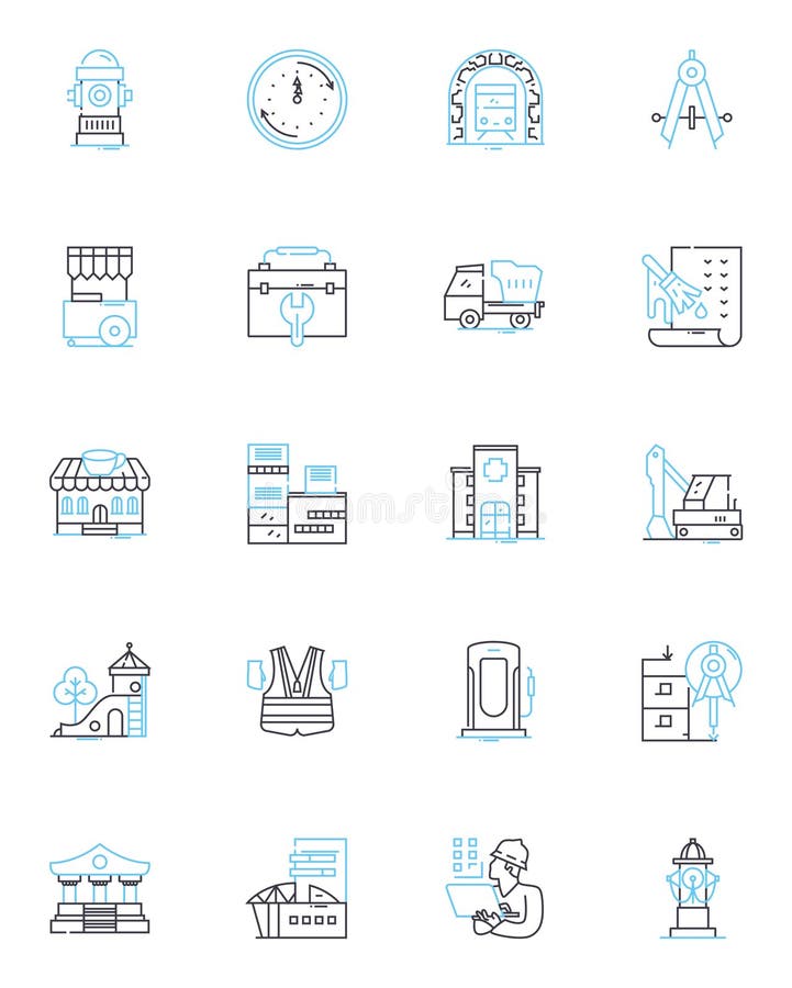 High-rise Buildings Linear Icons Set. Skyscraper, Tower, Height ...