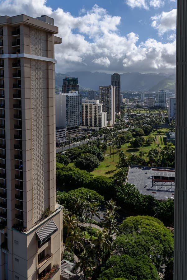 High Rise Buildings Located In Honolulu, Hawaii Stock Photo - Image of ...