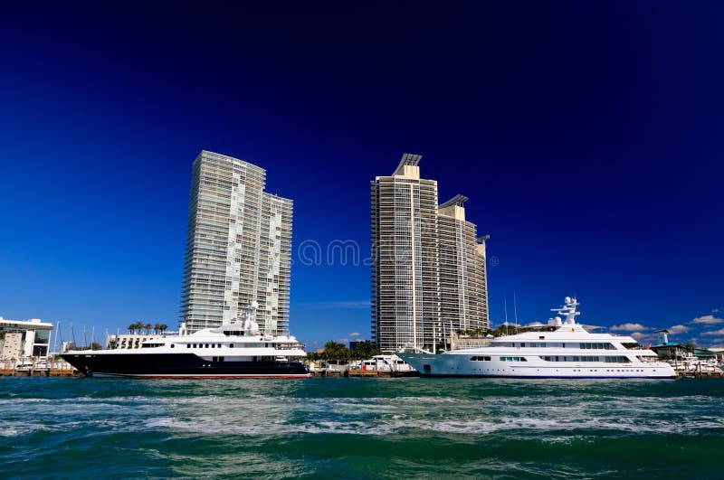 The High-rise Buildings in Miami Beach Stock Image - Image of blue ...