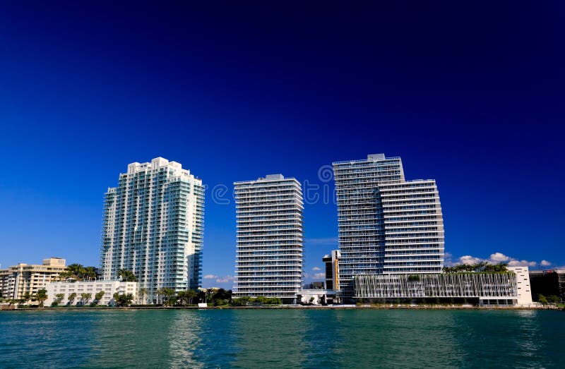 The High-rise Buildings in Miami Beach Stock Image - Image of bridge ...