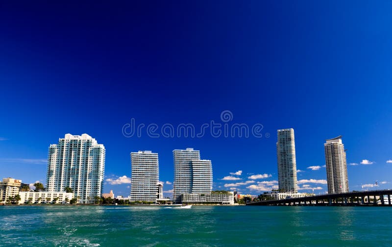Miami city night skyline stock photo. Image of cityscape - 14409666