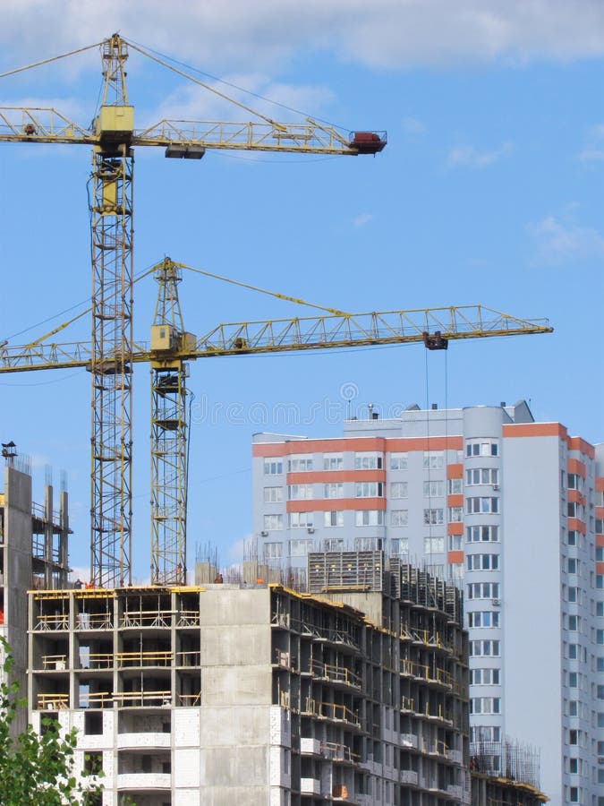 High-rise Buildings Under Construction in Progress. Stock Image - Image ...