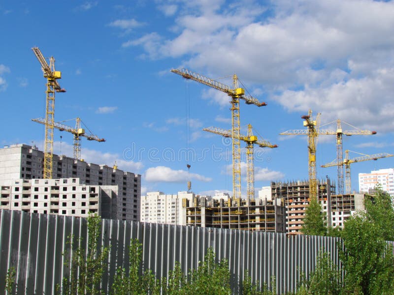 High-rise Buildings Under Construction in Progress. Stock Photo - Image ...