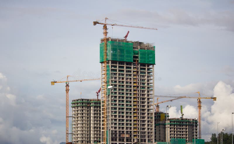 High Rise Buildings Under Construction Tower Cranes Active Stock Photos - Free & Royalty-Free ...