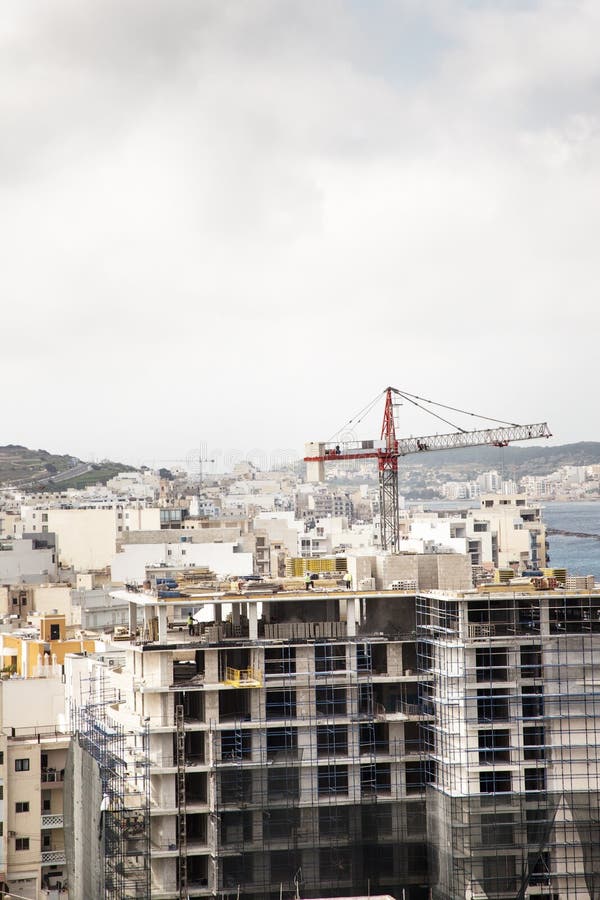 High Rise Buildings Under Work Stock Image - Image of malta, cityscape ...