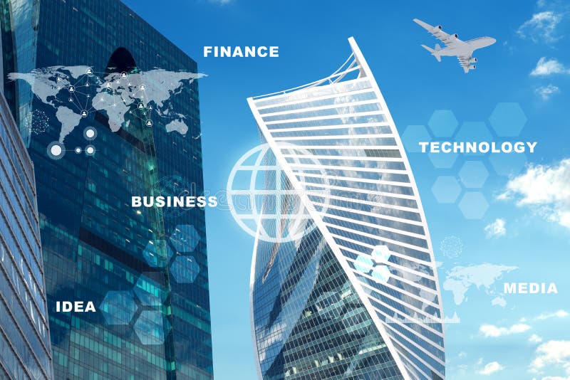 High-rise Buildings with Words Stock Illustration - Illustration of ...