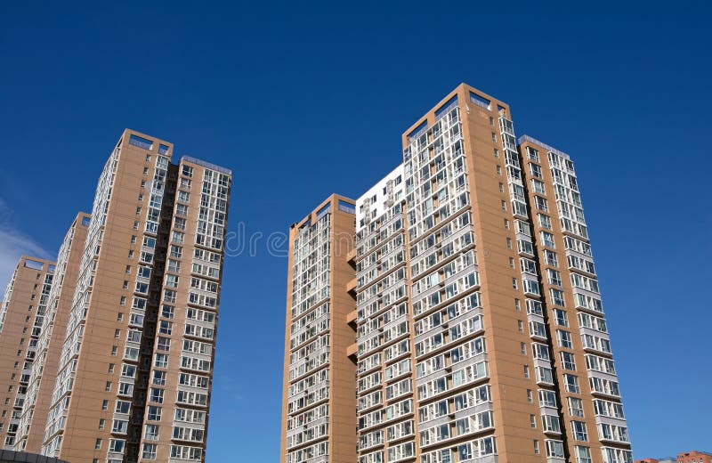 High-rise Community Under the Blue Sky Stock Photo - Image of housing ...
