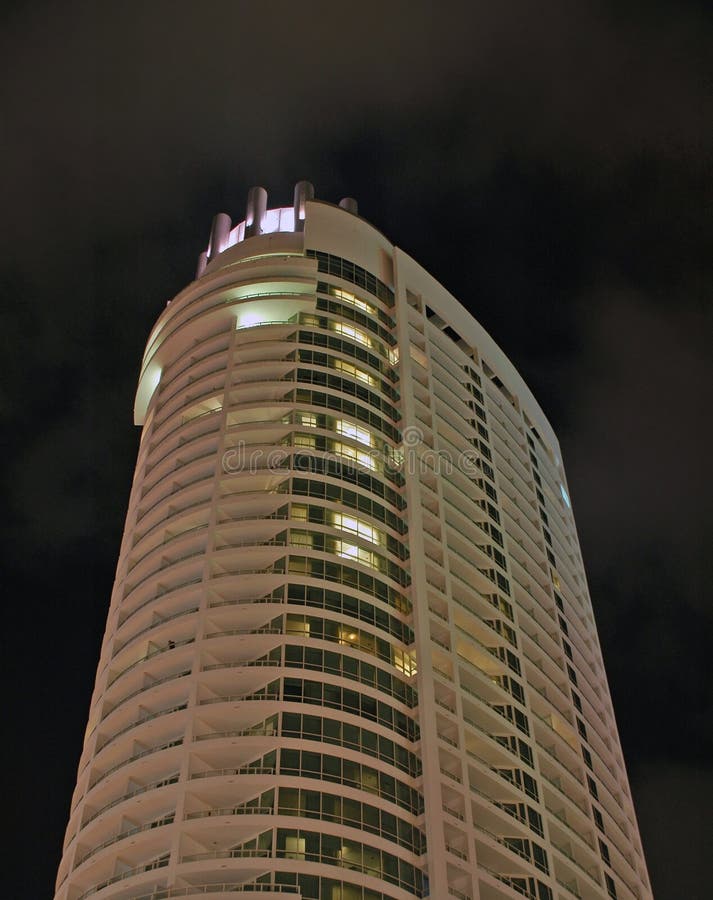 High Rise Condominium In South Beach At Night Stock Photo - Image of ...