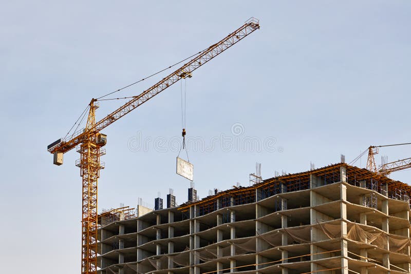 High-rise Construction Crane Stock Photo - Image of scaffolding ...