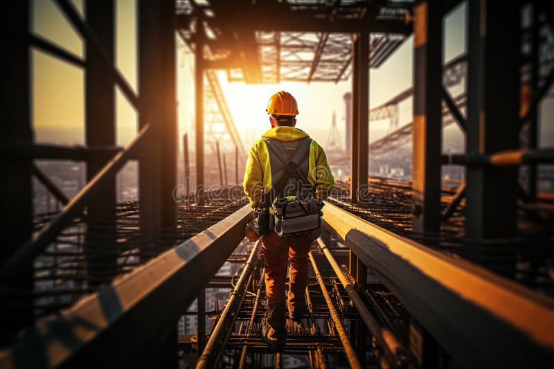 High-Rise Construction Engineering Sci-Fi Architectural Work at Heights ...