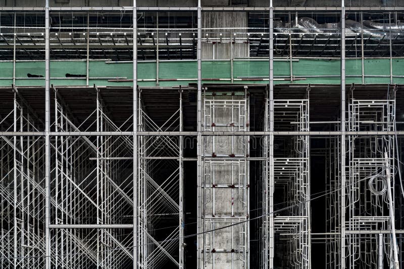 High-rise Construction Of Scaffolding Stock Image - Image of altitude ...