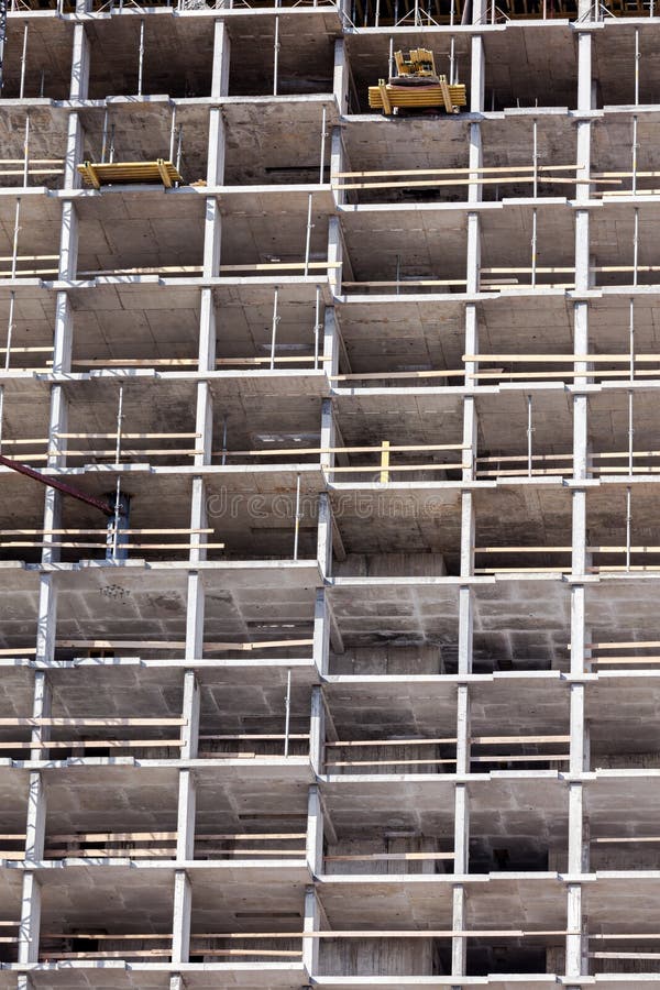 High-rise Construction Site with Concrete Structure in Process Stock ...