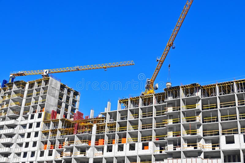 High-rise Construction Site Stock Image - Image of tower, engineering ...