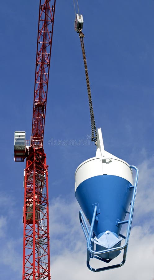 High Rise Crane and Concrete Mixer Stock Photo - Image of pully, welds ...